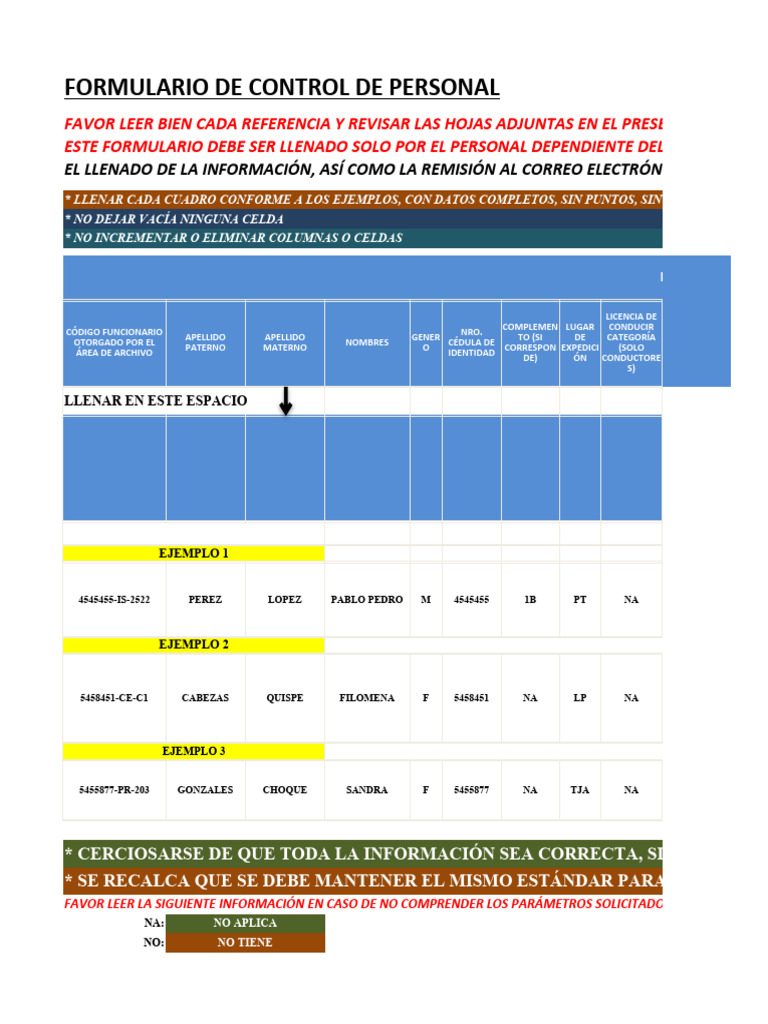Formulario de Control de Personal | PDF | Hospital