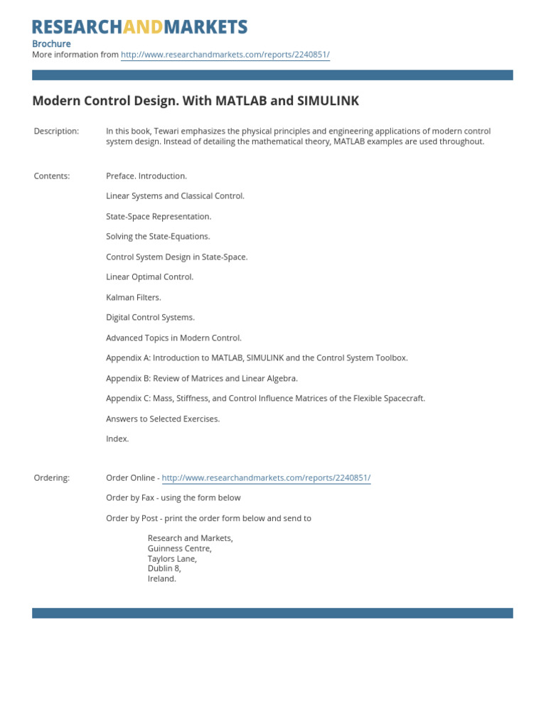 Modern Control Design With Matlab And Simulink Pdf Matlab Computing