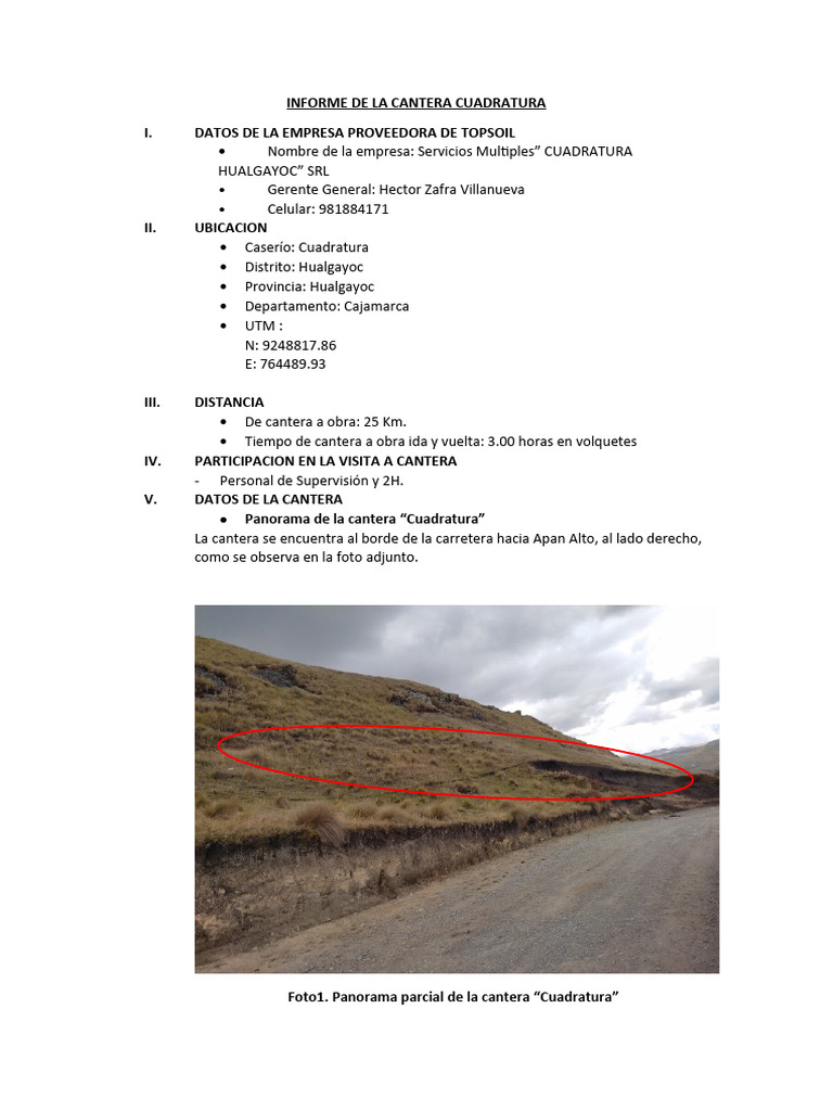 Informe de La Cantera Cuadratura | PDF