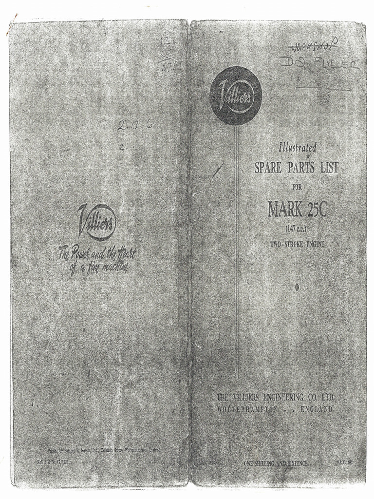 Villiers Engine Mark 25C Parts List | PDF | Ignition System | Piston