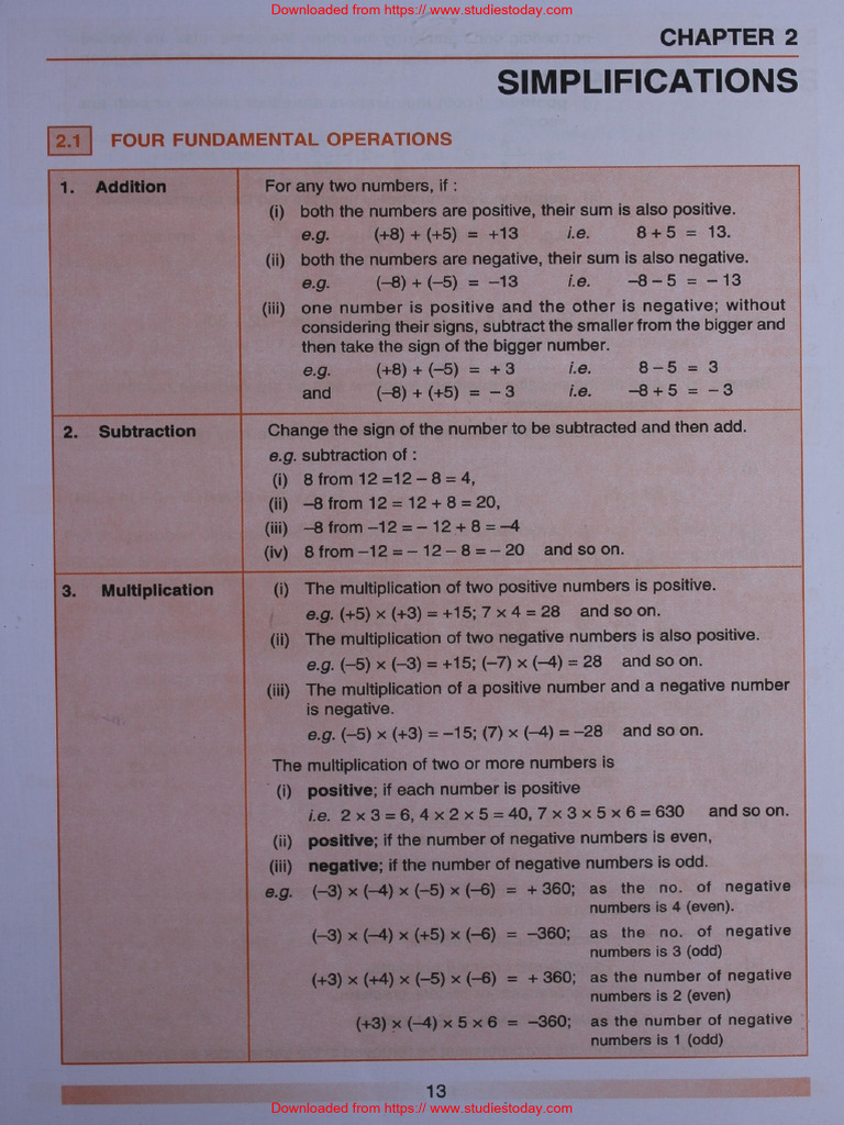 ICSE Class 8 Maths Chapter 02 Simplifications | PDF