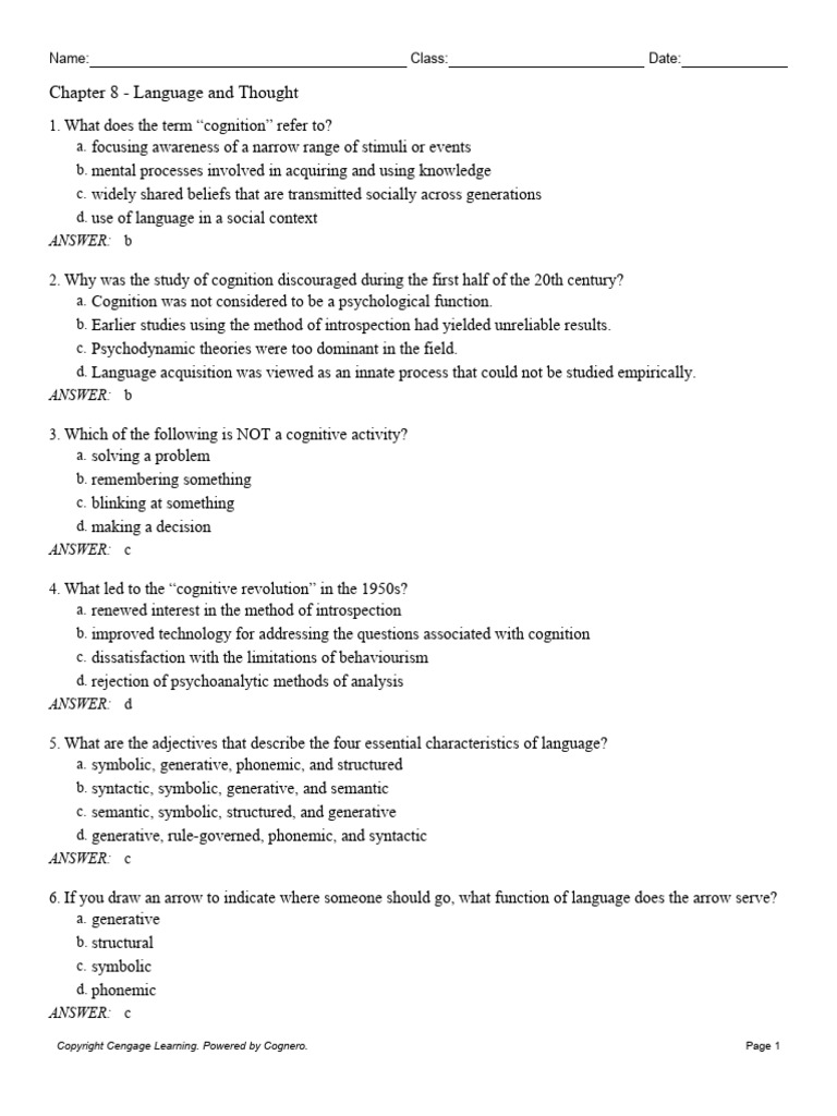 Chapter 8 Language and Thought | PDF | Language Acquisition | Word
