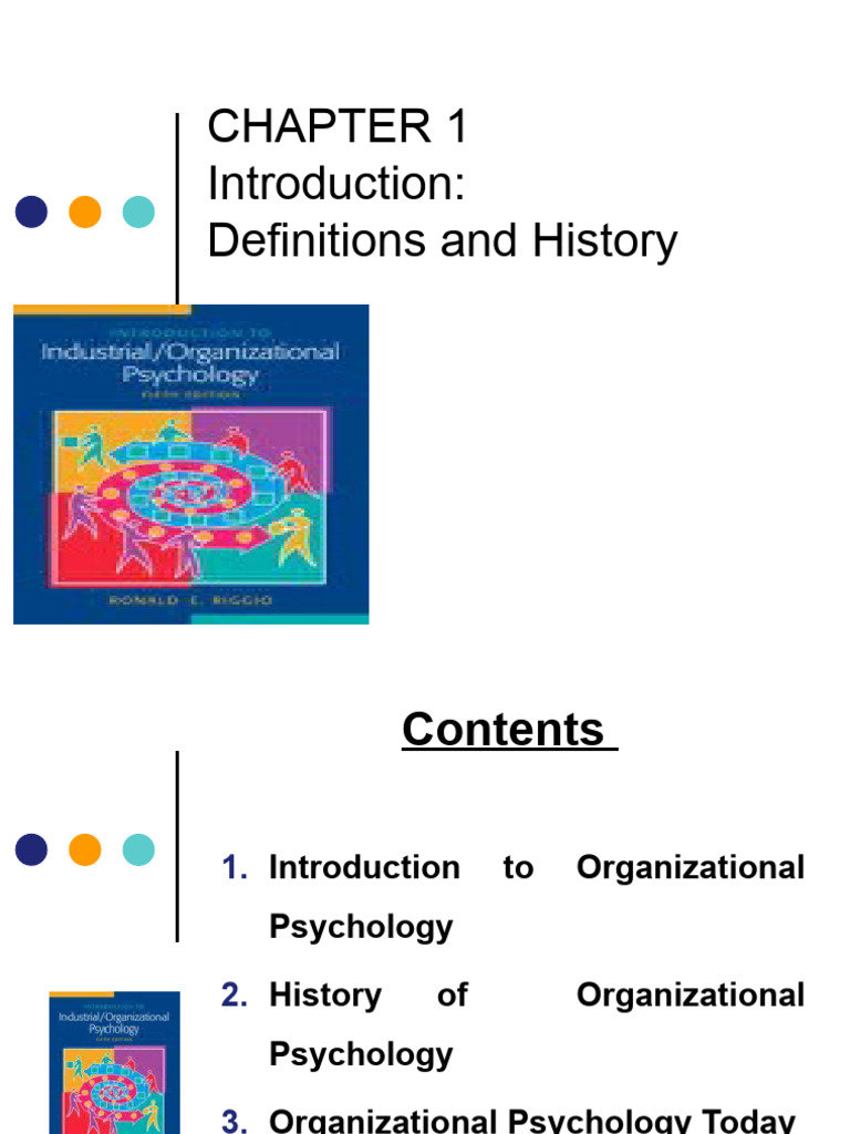 Lecture - Chapter 1 - Introduction Definitions History of IO Psy | PDF | Industrial And ...