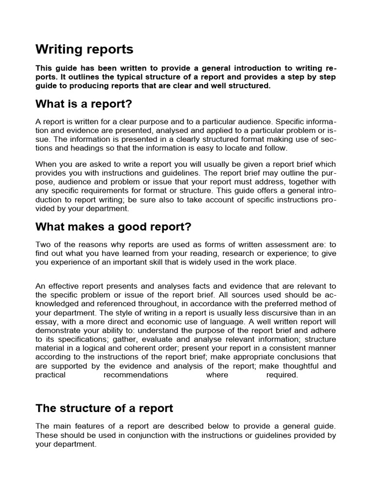 Writing Technical Reports | PDF | Paragraph | Information Writing Technical Reports | PDF | Paragraph | Information
