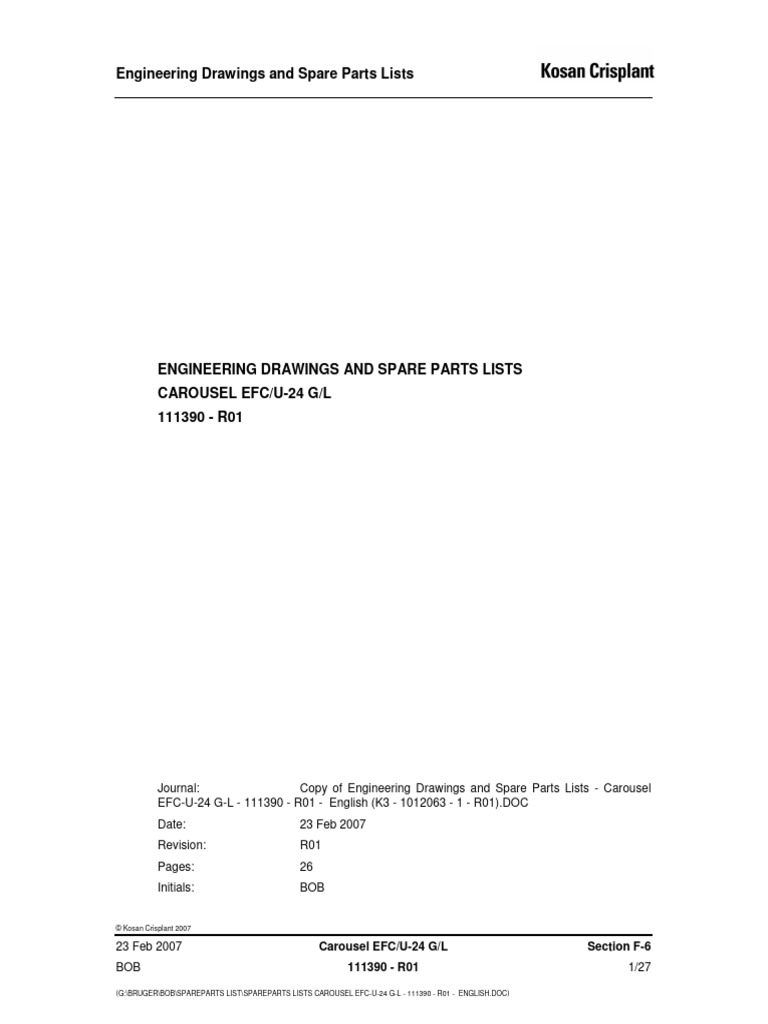 Engineering Drawings and Spare Parts Lists - Carousel EFC-U-24 G-L ...