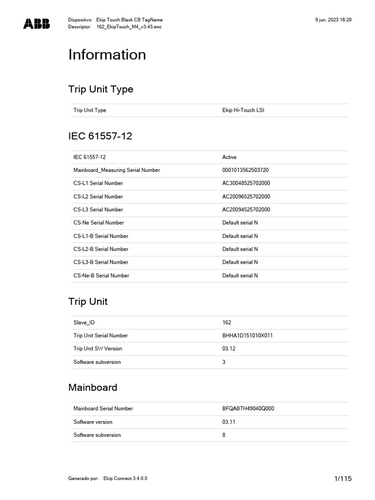 Information: Trip Unit Type | PDF | Ac Power | Electric Power