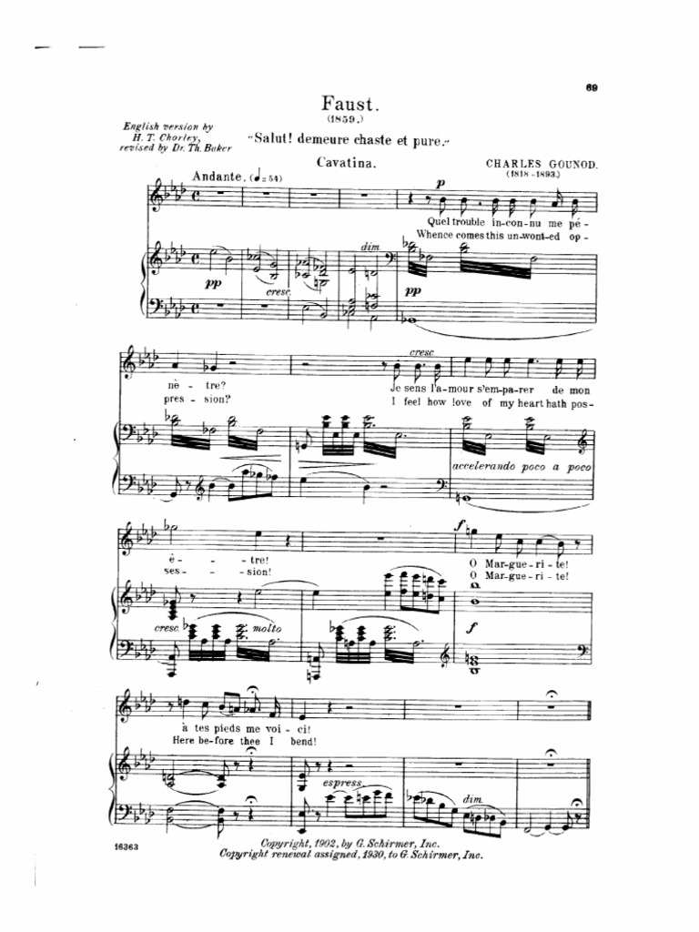 C Gounod - Faust - Salut Demeure Chaste Et Pure | PDF