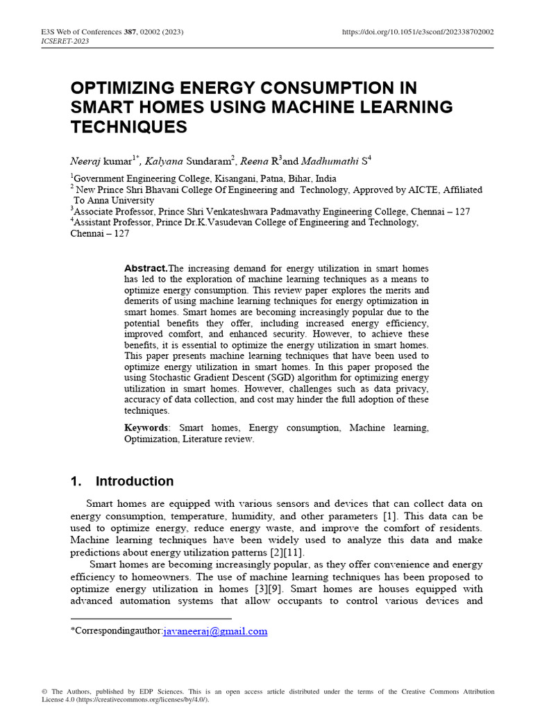 Optimizing Energy Consumption in Smart Homes Using Machine Learning ...