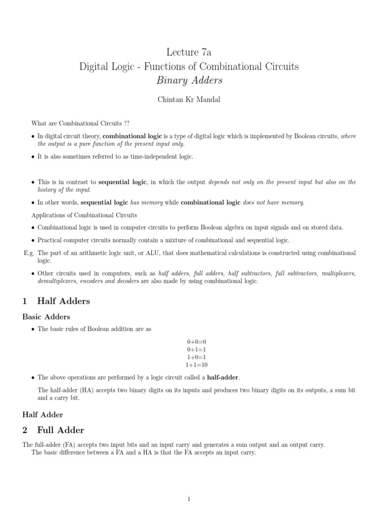 DLLec7a Notes | PDF | Logic Gate | Theoretical Computer Science