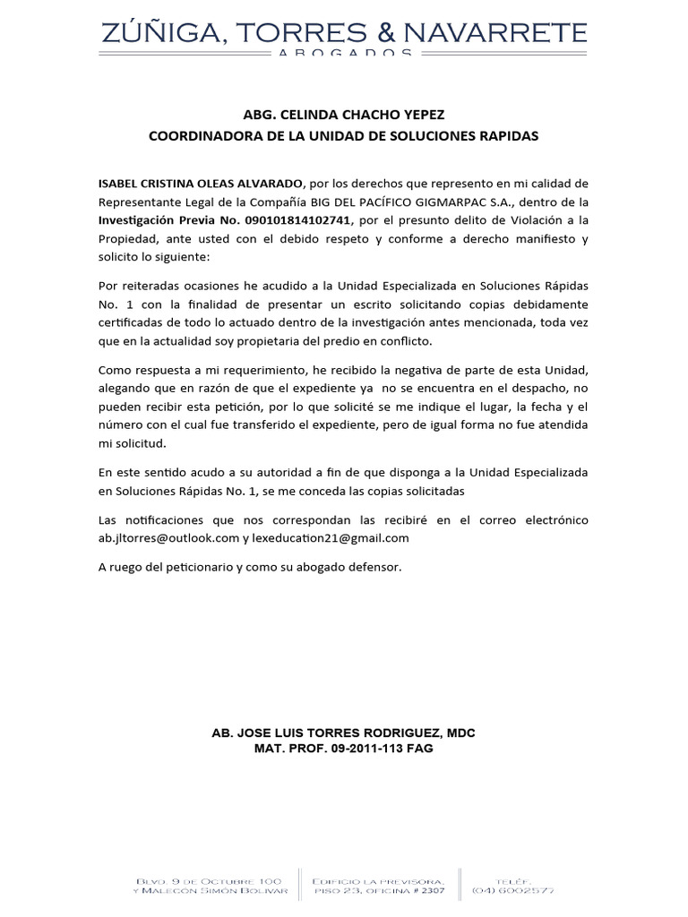 Escrito de Copias | PDF