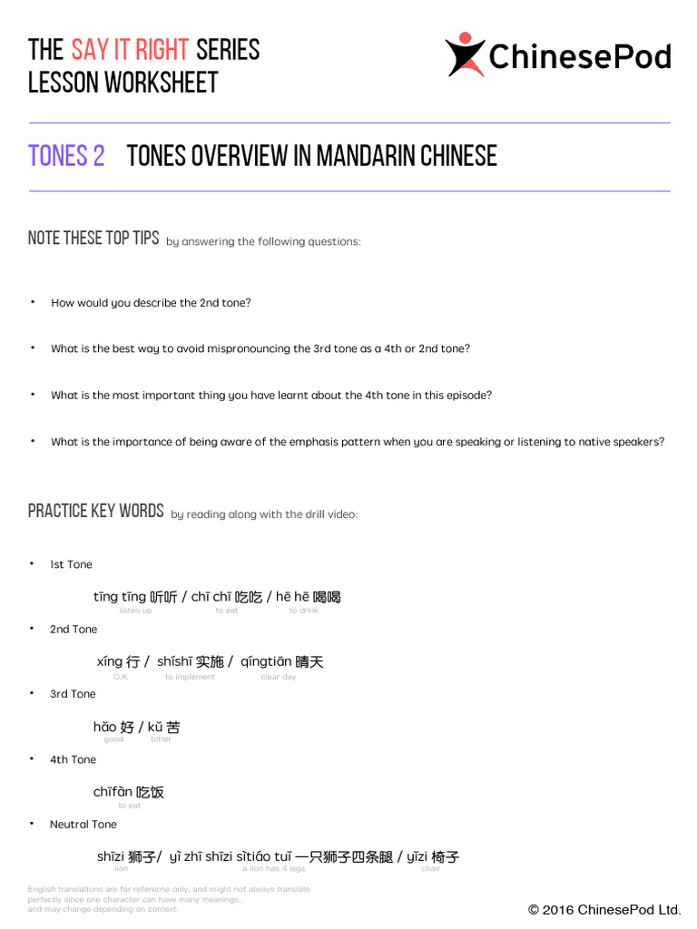 Mastering Mandarin Tones Practice | PDF