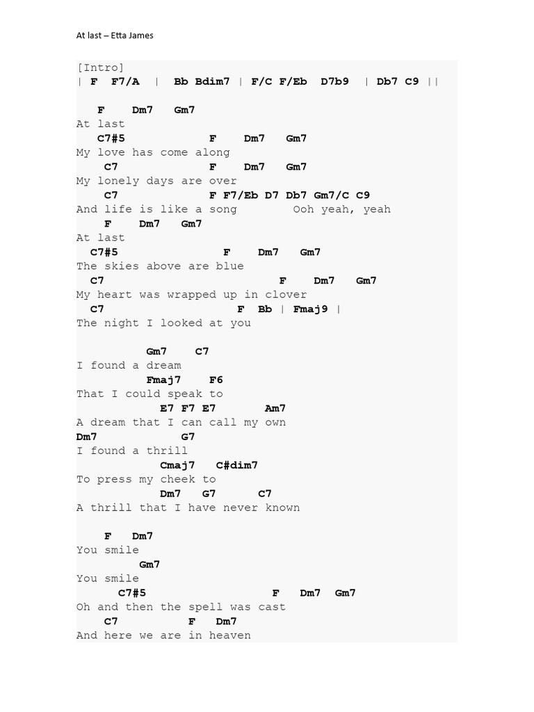 At Last - Etta James | PDF
