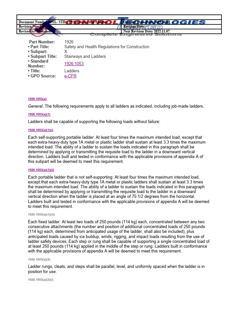 Use of Ladders Standard | PDF | Ladder | Stairs