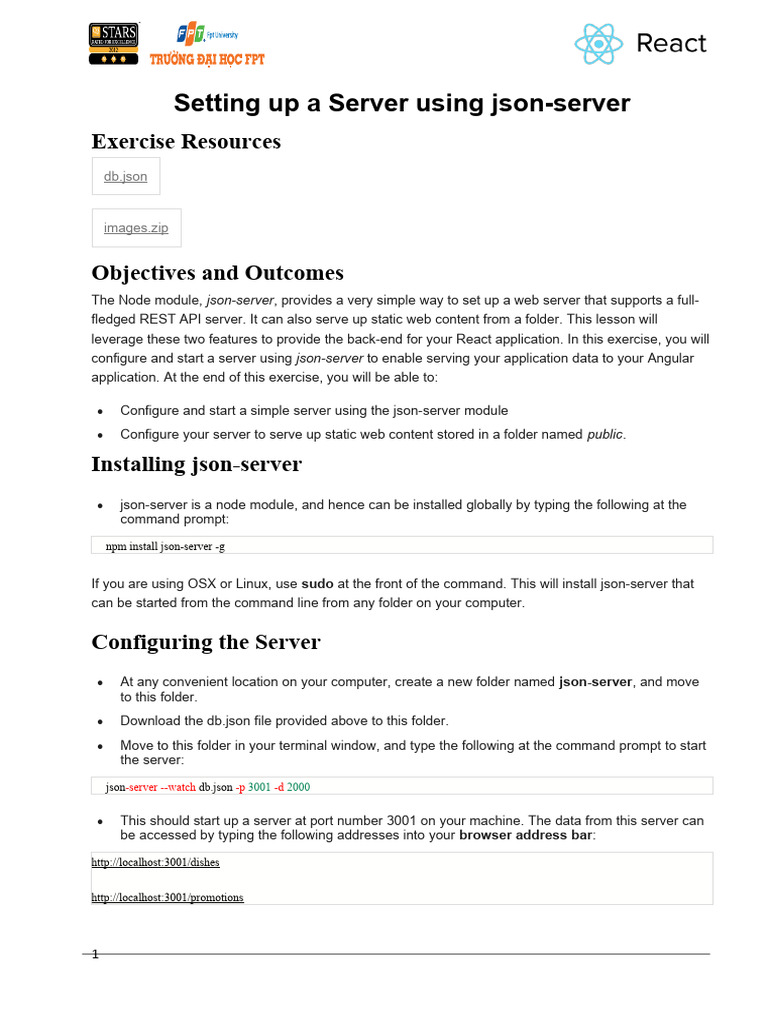 Exercise 41 - Setting Up A Server Using Json-Server | PDF | World Wide Web | Internet & Web