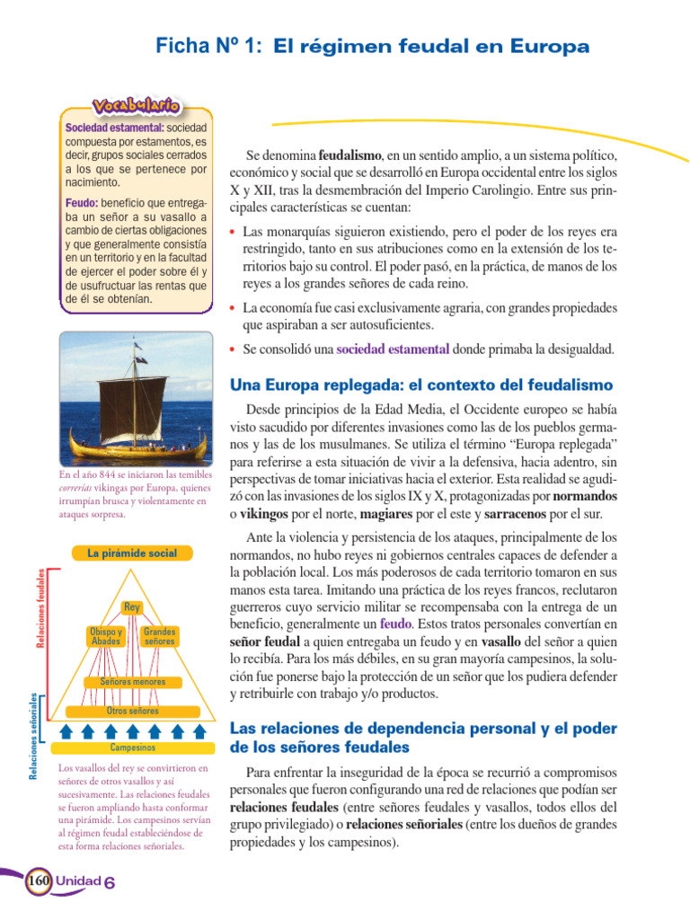 Ficha Nº 1 - El Régimen Feudal en Europa | PDF | Feudalismo | Edades medias