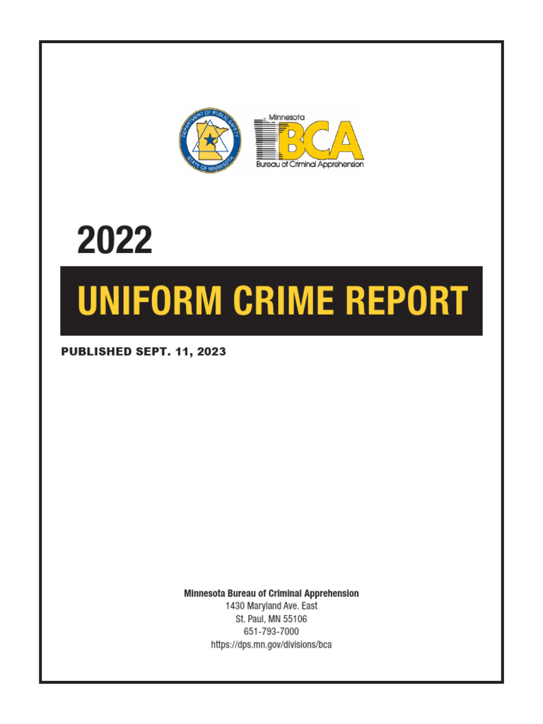 2022 Minnesota Uniform Crime Report | PDF | Uniform Crime Reports ...