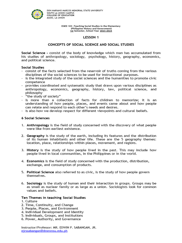 Concepts of Social Science and Studies | PDF | Social Sciences | Geography