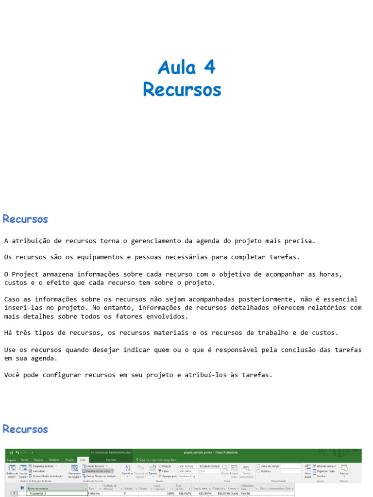 Recursos MS Project | PDF | Tempo | Calendário