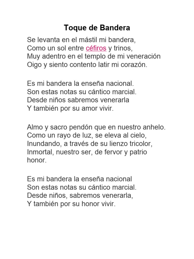 Toque de Bandera Letra | PDF
