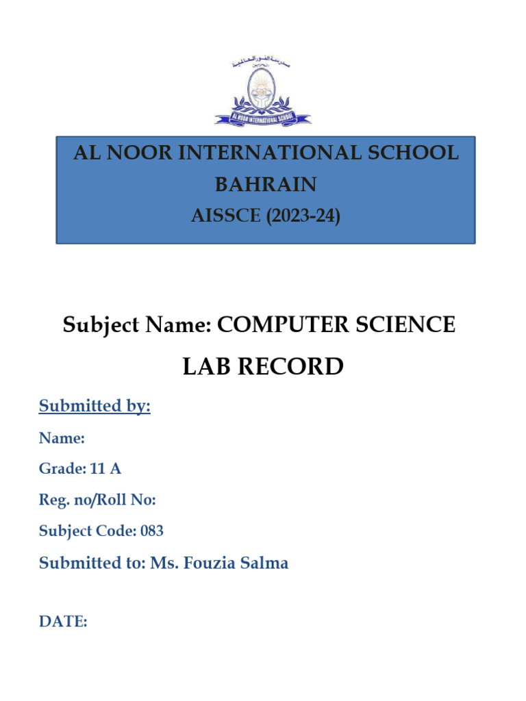 Computer Science Lab Record 2023-24 | PDF