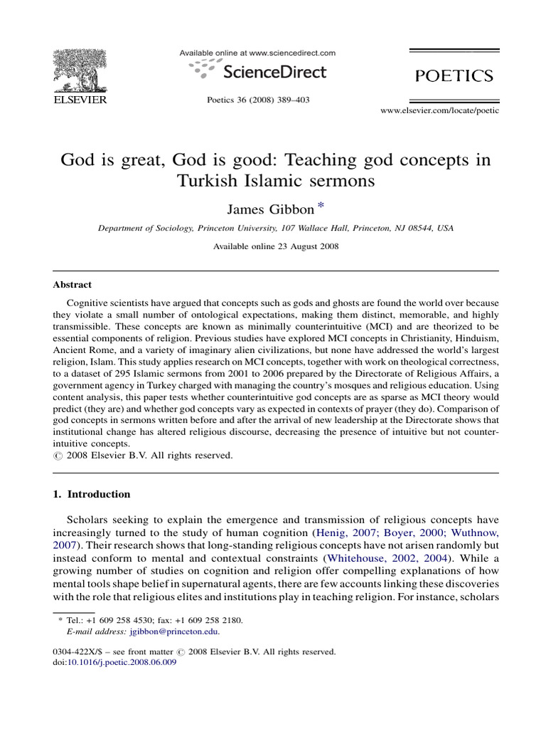 God Is Great, God Is Good Teaching God Concepts in | PDF | Concept | God