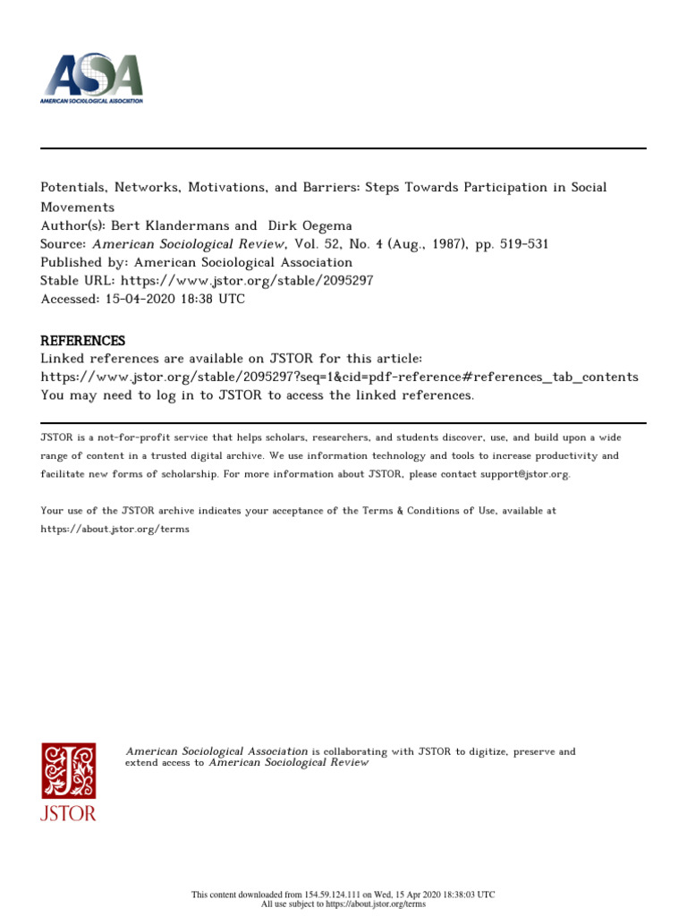 Klandermans, Oegema-Mob. Potential | PDF | Survey Methodology