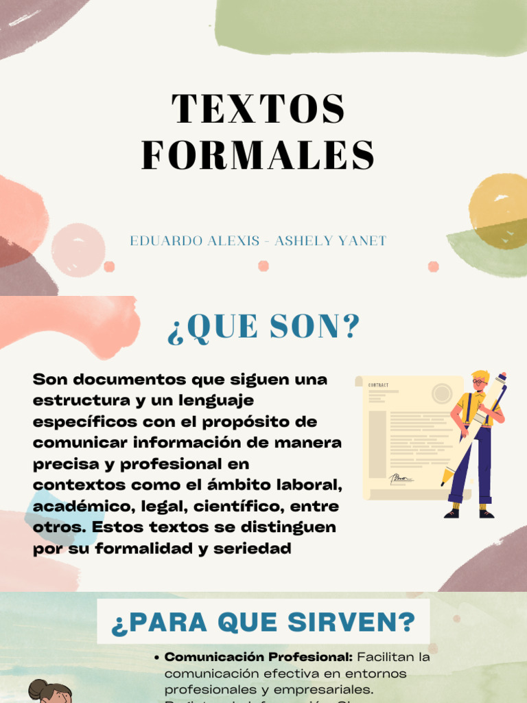 Características y Ejemplos de Textos Formales | PDF | Sumario abstracto ...