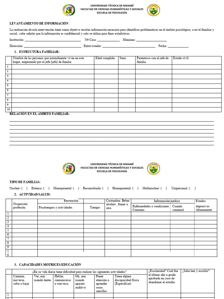 FICHA Levantamiento de información | PDF | Sicología | Ciencias del comportamiento