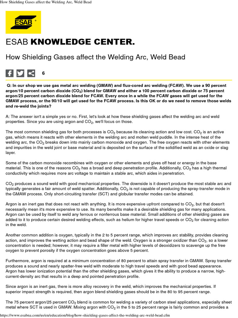 Active Shielding Gases - ESAB | PDF | Construction | Welding