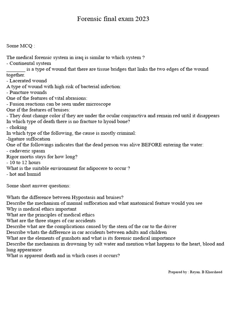 Forensic Final Exam | PDF | Science & Mathematics