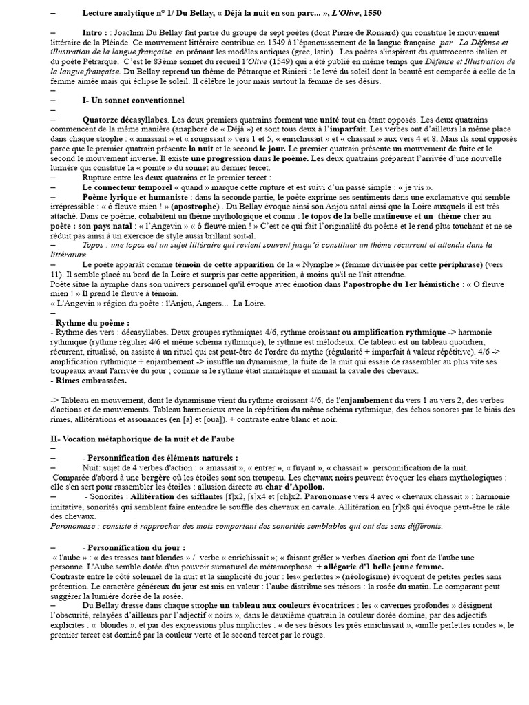 Analyse du sonnet de Du Bellay | PDF | Sonnets | Poésie