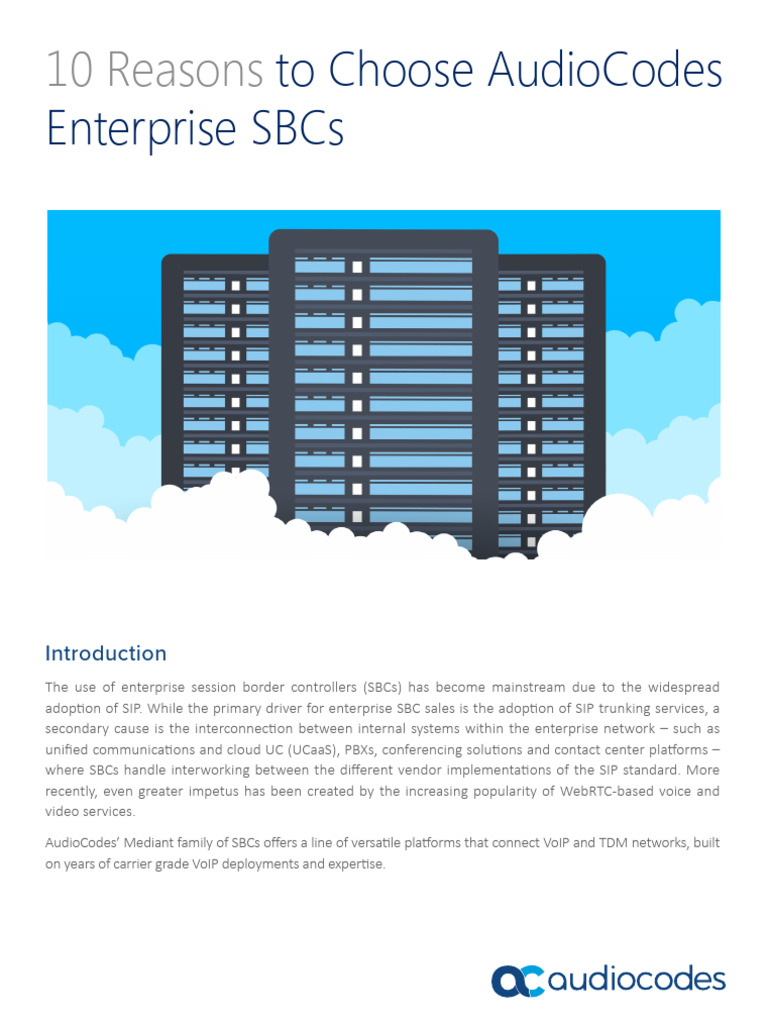 10 Reasons To Choose Audiocodes Enterprise SBC | PDF | Cloud Computing ...