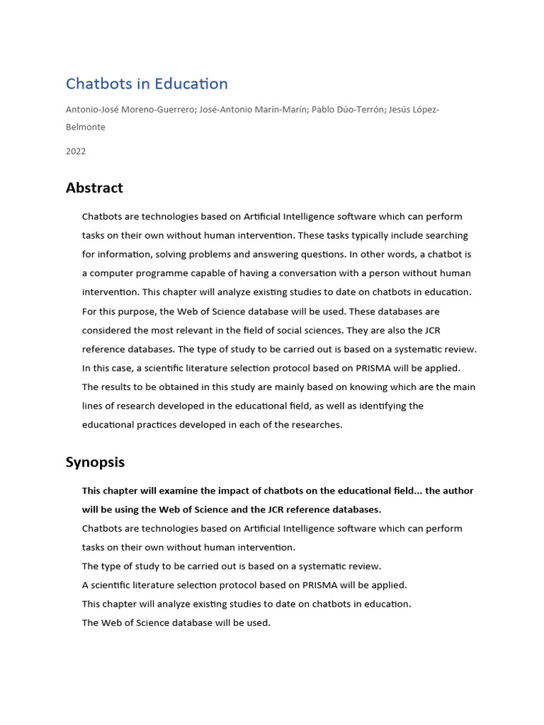 Chatbots in Education: Systematic Review | PDF | Systematic Review ...