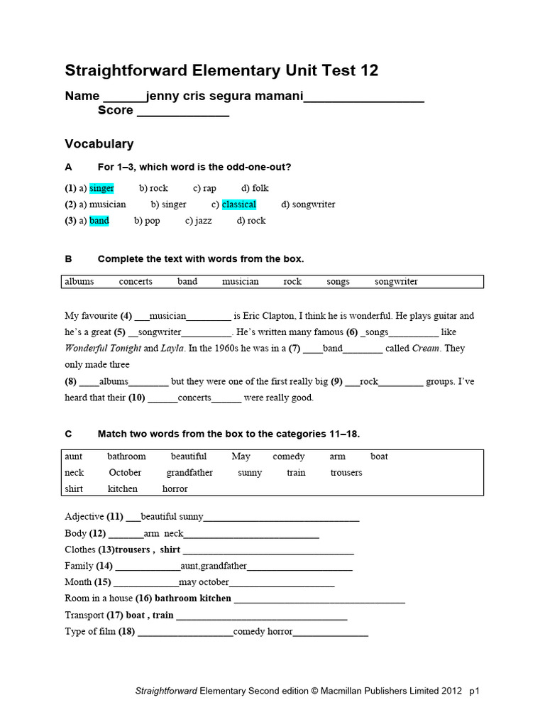 Unit 12 Test | PDF | Linguistics | Grammar