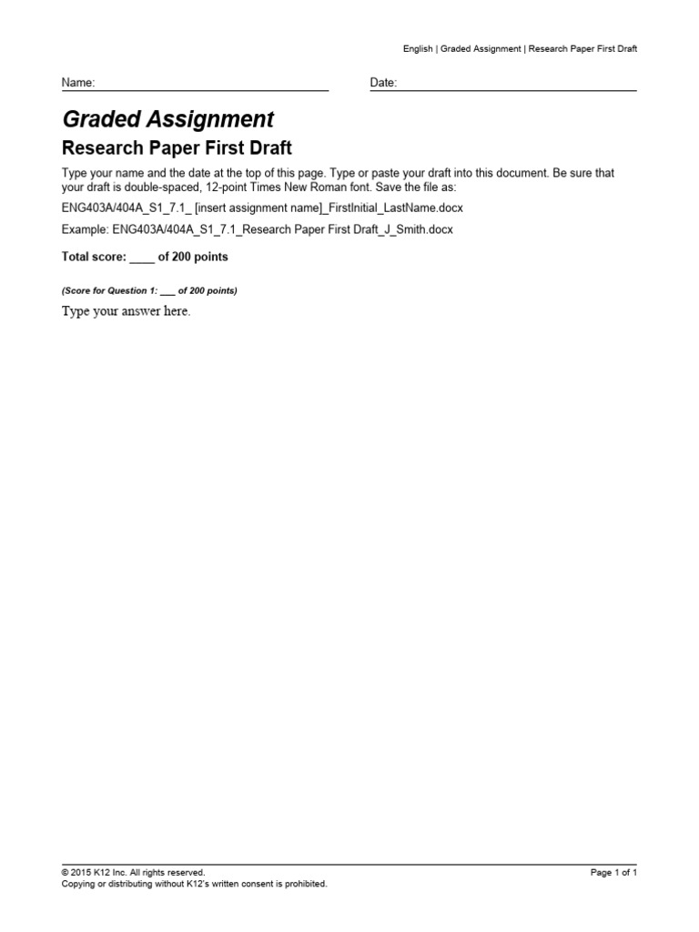 Graded Assignment: Research Paper First Draft | PDF