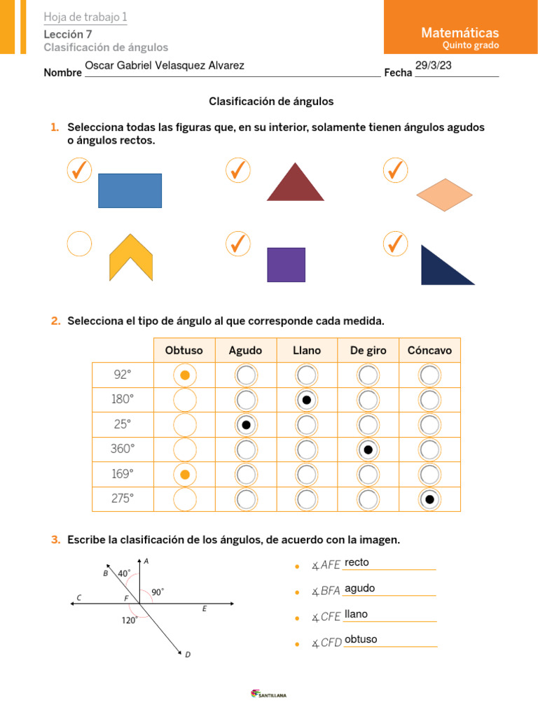 Hoja 1 Leccion 7 Matematicas | PDF