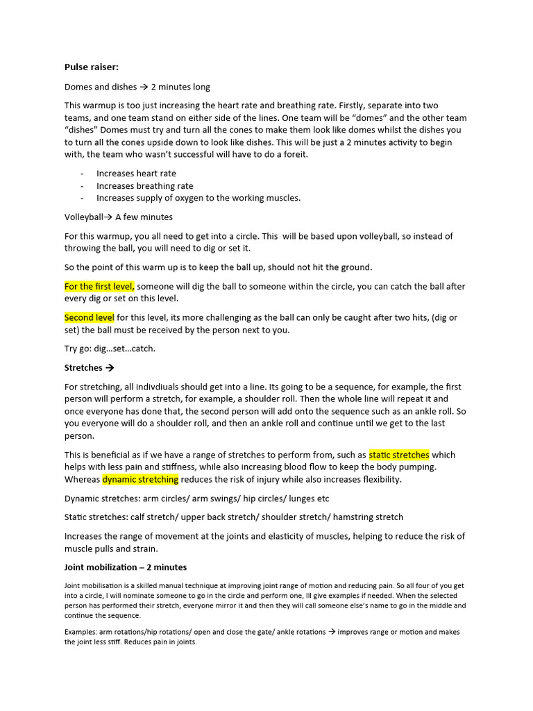Effective Warmup Activities for Volleyball | PDF | Clinical Medicine ...