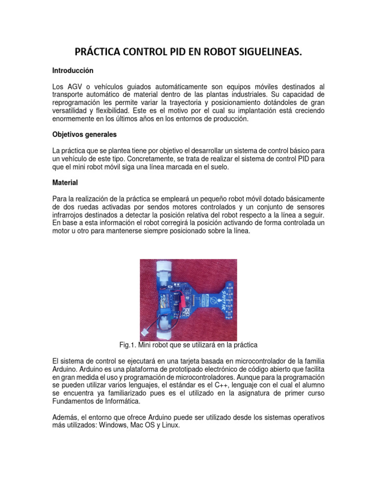 Pid - Práctica Control Pid en Robot Siguelineas. | PDF | Robot | Robótica