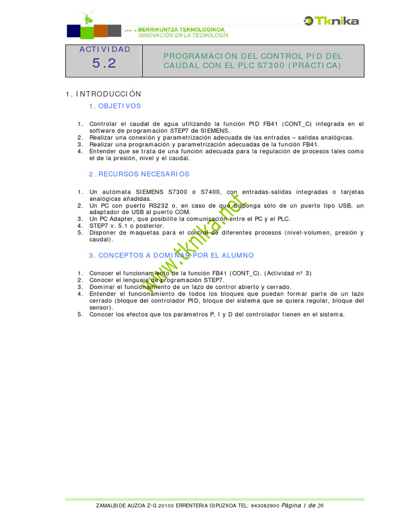 PID - Caudal - TKNIKA - ACTIVIDAD 5.2. - Regulaci - N de Caudal (PR - Ctica) | PDF | Ingeniería ...