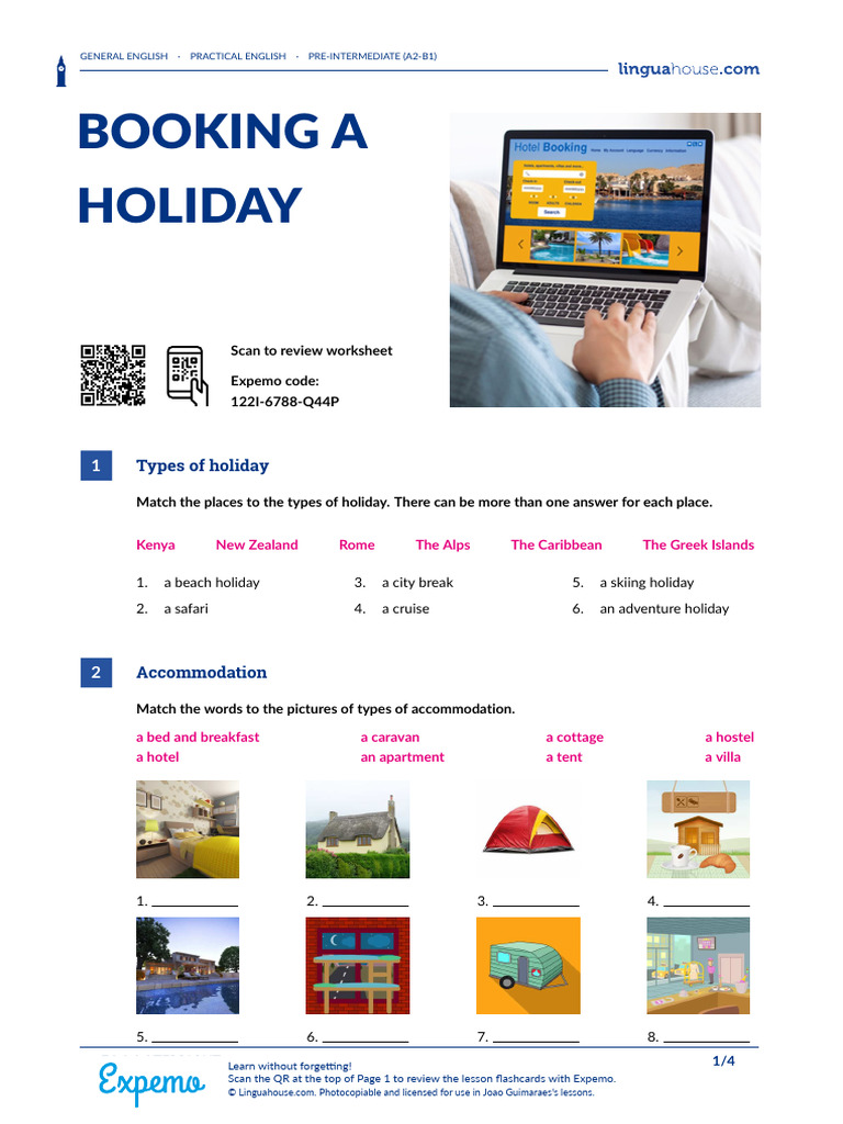 Booking a Holiday: A2-B1 English Guide | PDF
