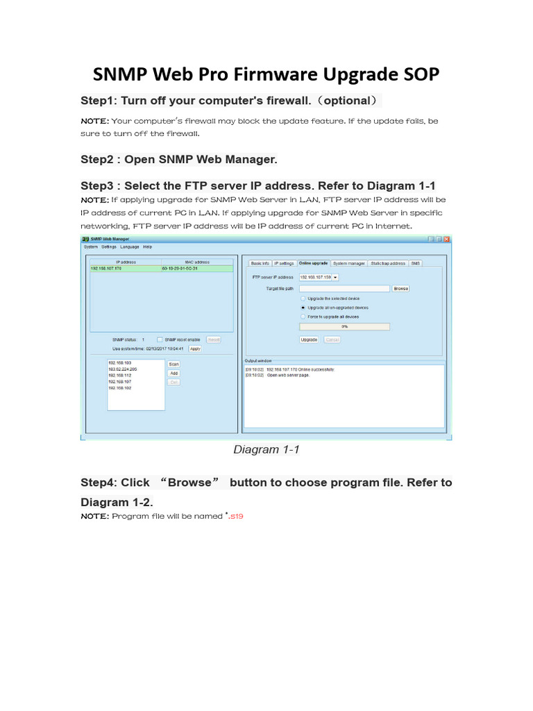 SOP Upgrade Via SNMP Manager (I II) | PDF