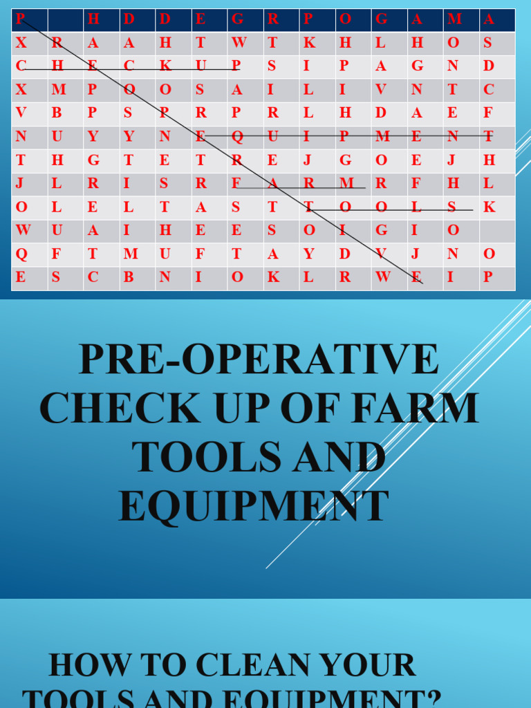 Pre-Operative Check Up of Farm Tools and Equipment | PDF | Blade | Plough
