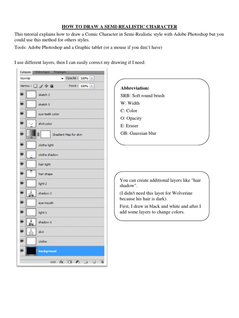 How To Draw A Semi Realistic Character | PDF | Adobe Photoshop | Software