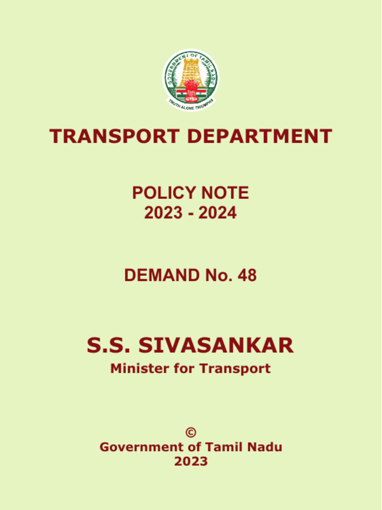 D48 Transport Department Policy Note (English) | PDF | Transport ...