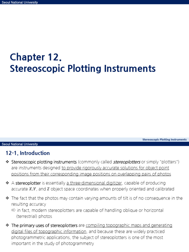 Chapter12. Stereoscopic Plotting Instruments | PDF | Stereoscopy | Optics
