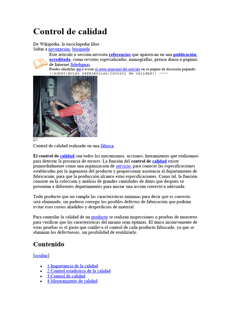 Control de Calidad | PDF | Calidad (comercial) | Business