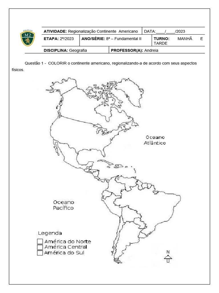 8º Ano Trabalho Com Mapas - Continente Americano. | PDF | Turismo ...