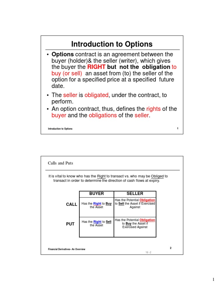 6 - Introduction To Options | PDF | Put Option | Option (Finance)