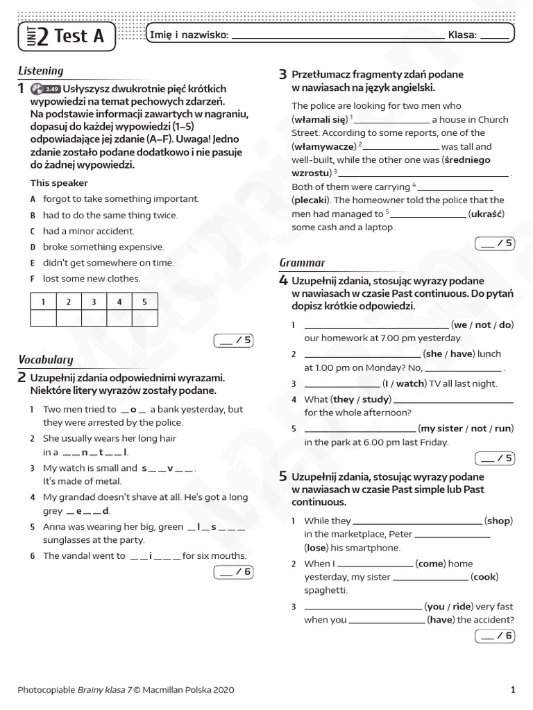 Brainy kl7 Unit Test 2 A | PDF
