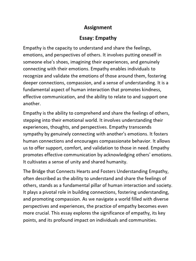 Assignment Empathy | PDF | Empathy | Compassion Assignment Empathy | PDF | Empathy | Compassion